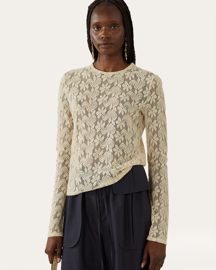Bibi Top Floral Lace Cream – REJINA PYO