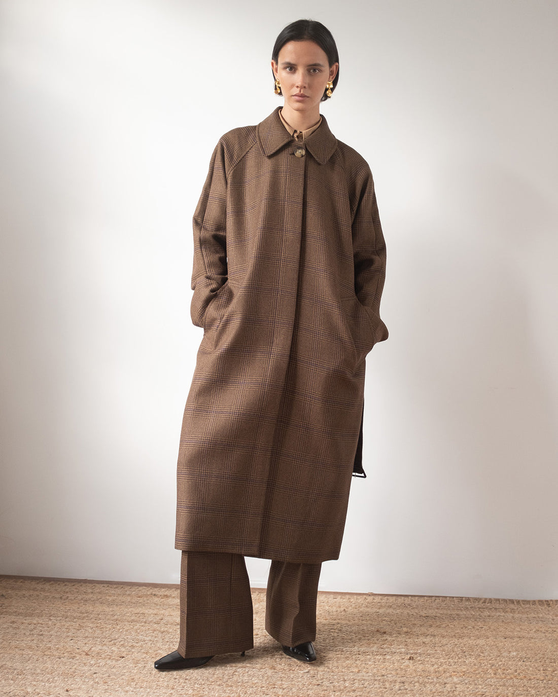 Alice Coat Wool Check Brown – REJINA PYO