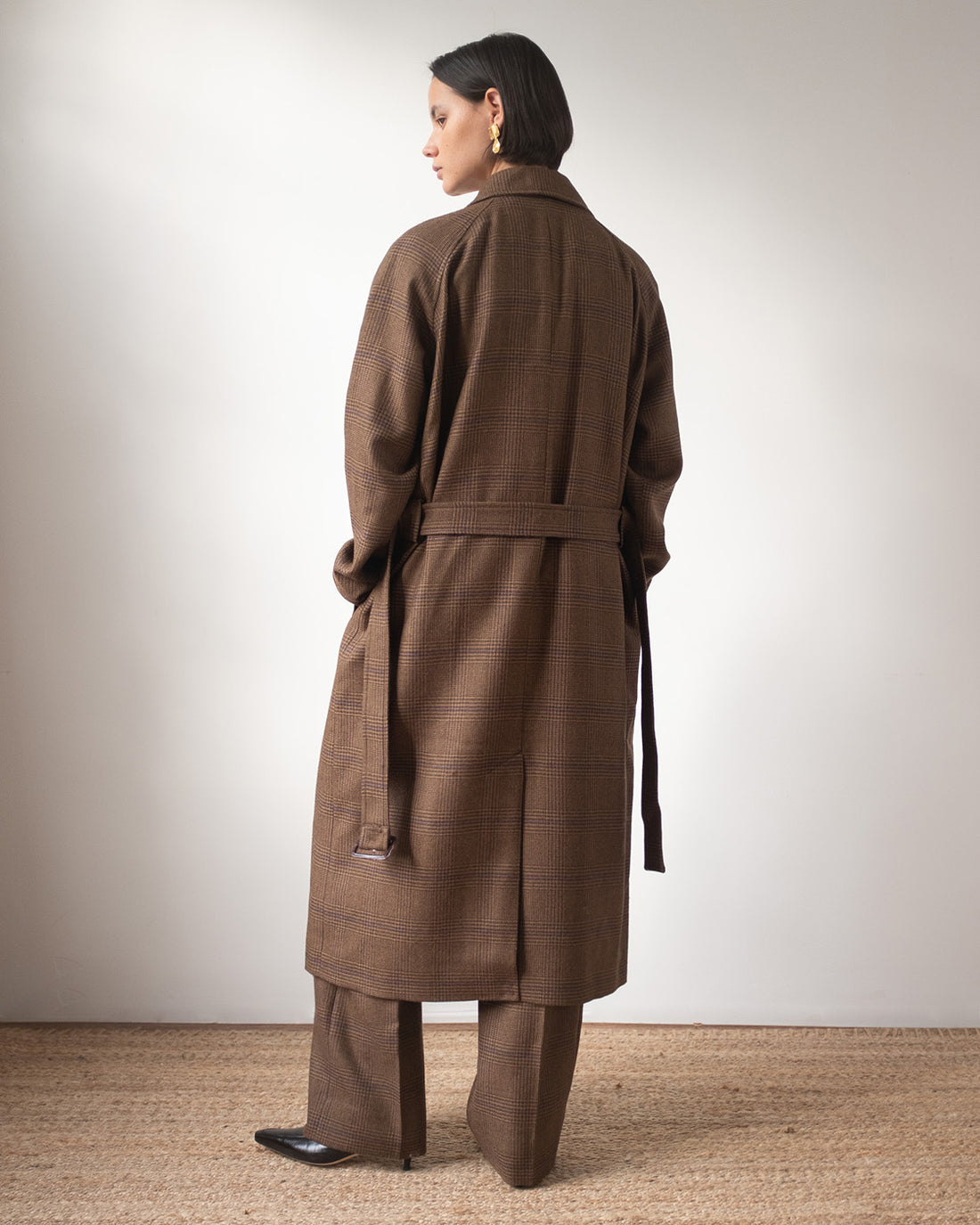 Alice Coat Wool Check Brown – REJINA PYO