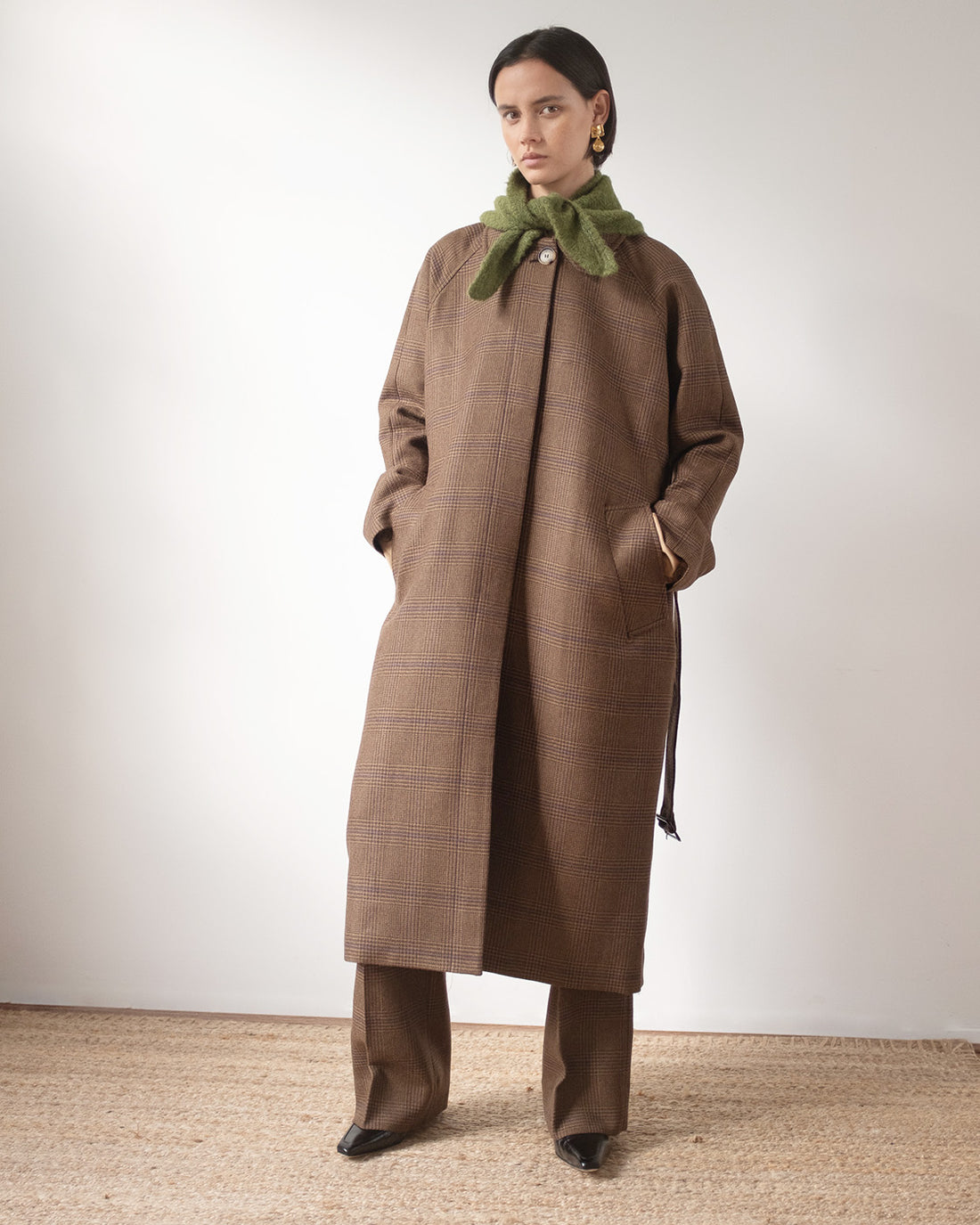 Alice Coat Wool Check Brown – REJINA PYO