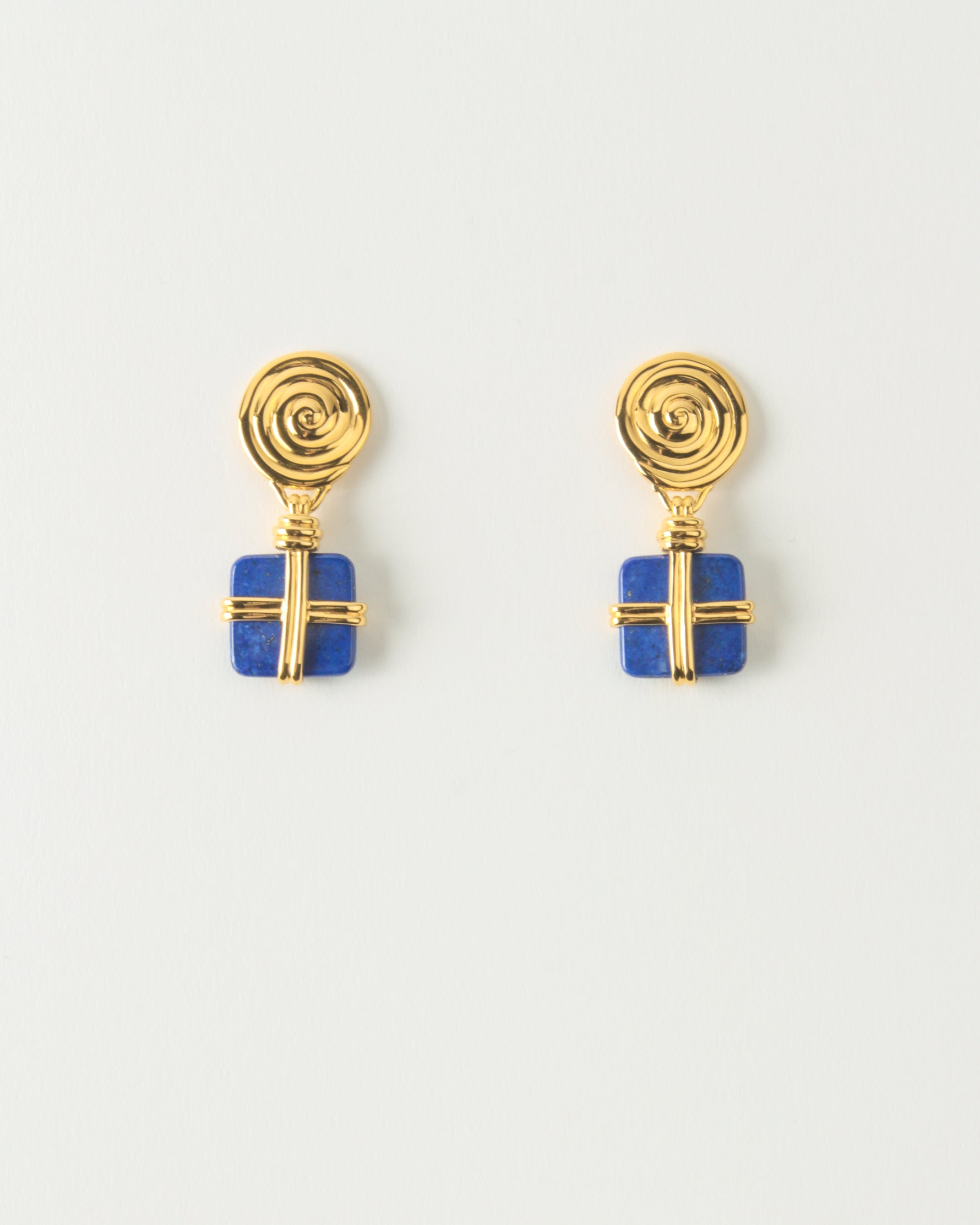Squiggle Earrings Gold Plated with Lapis – REJINA PYO