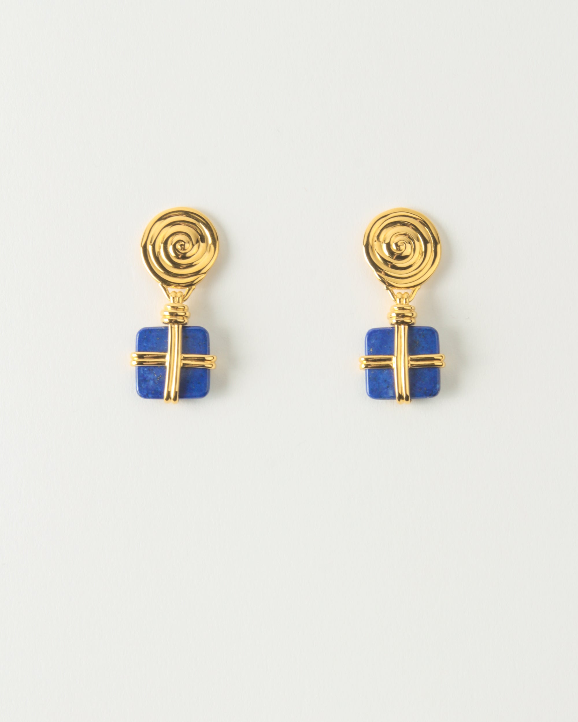 Squiggle Earrings Gold Plated with Lapis – REJINA PYO
