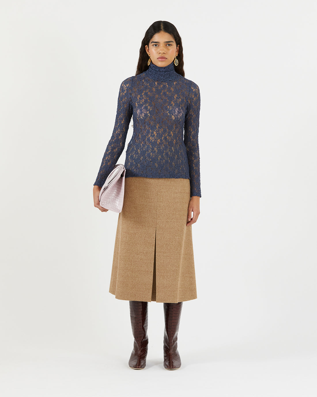 Bronte Top Cotton Blend Lace Navy – REJINA PYO