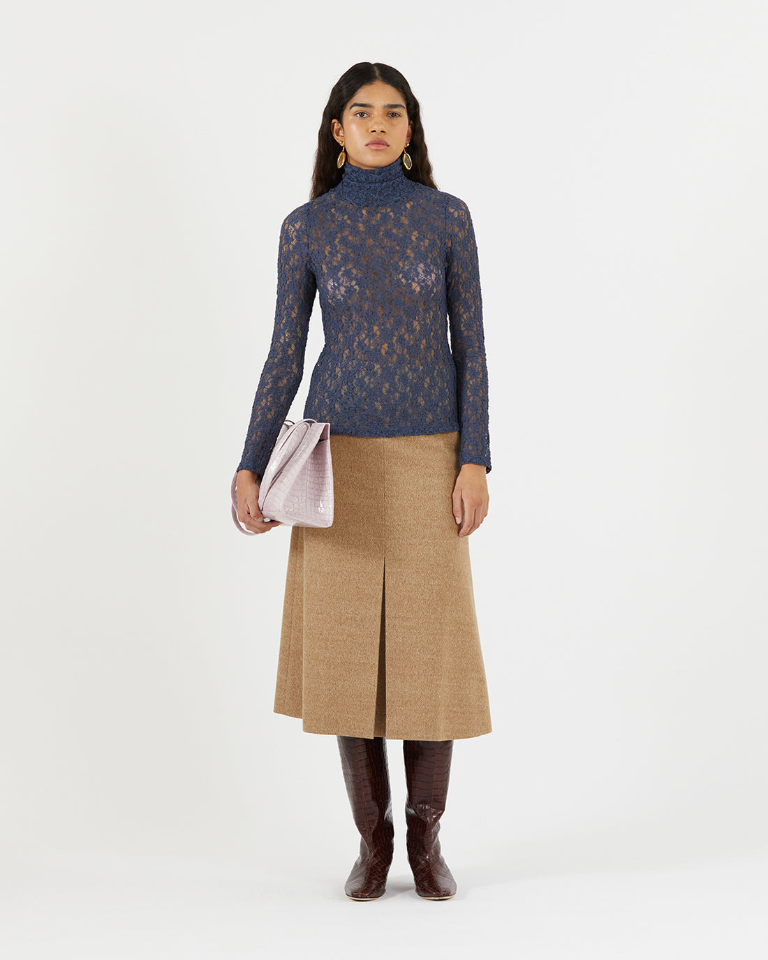 Bronte Top Cotton Blend Lace Navy – REJINA PYO