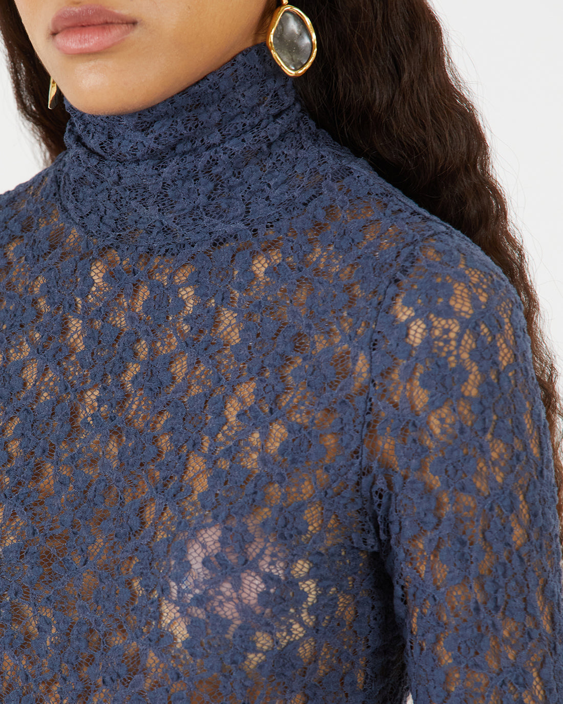 Bronte Top Cotton Blend Lace Navy – REJINA PYO