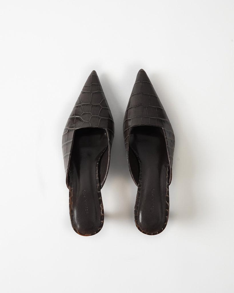 Mathilde Mule Leather Emboss Croc Black – REJINA PYO
