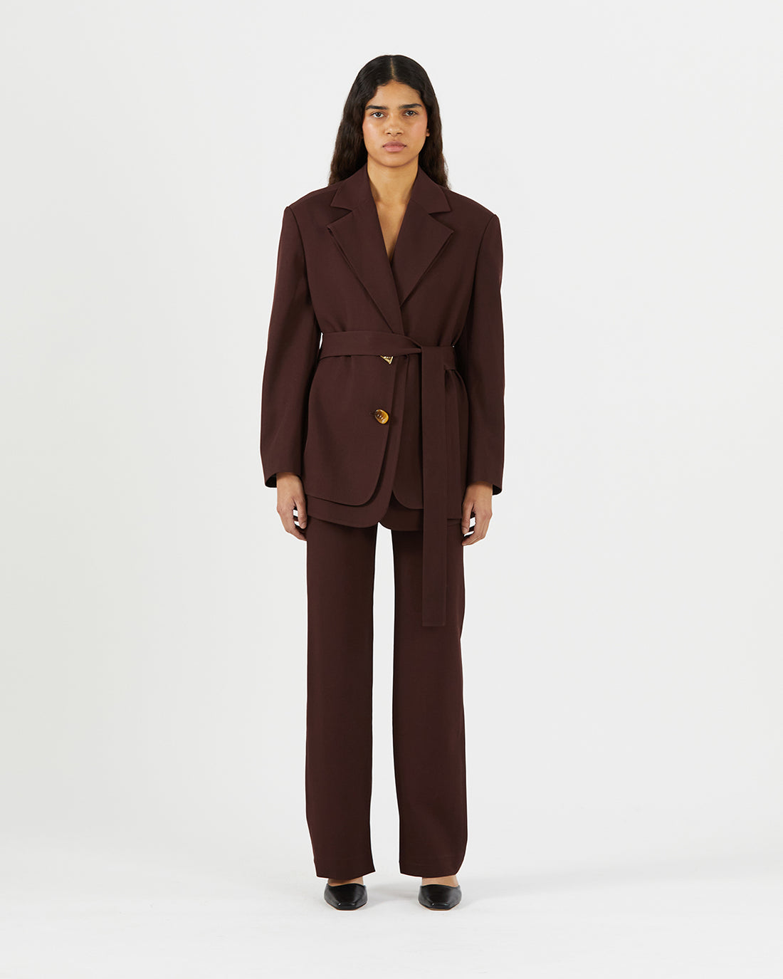 Simone Jacket Wool Blend Twill Burgundy – REJINA PYO